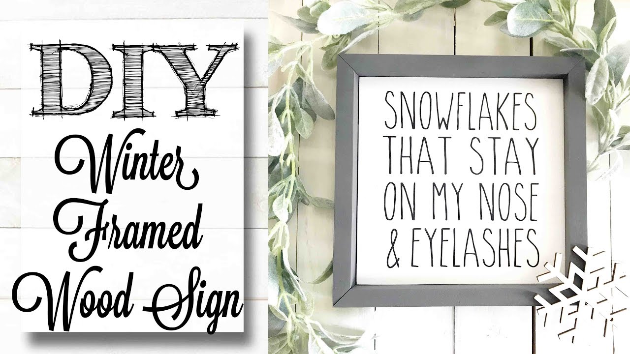 DIY Farmhouse Winter Framed Wood Sign - YouTube