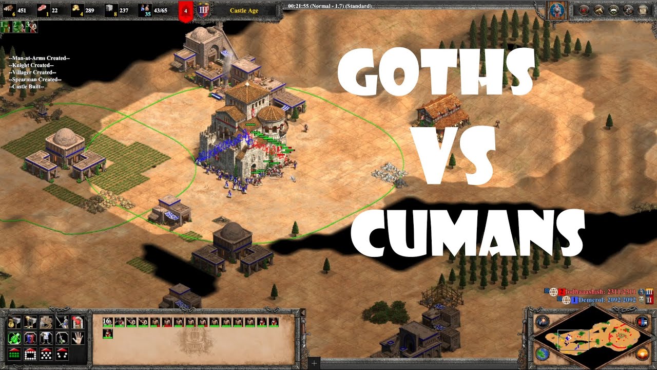 AoE2 | Goths vs Cumans | Arabia | 1030 Elo - YouTube