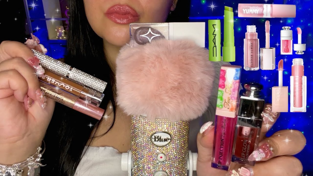 ASMR Lip Gloss Collection👄 Rating, Swatching, Tapping, Plumping & Rambles 👄 - YouTube