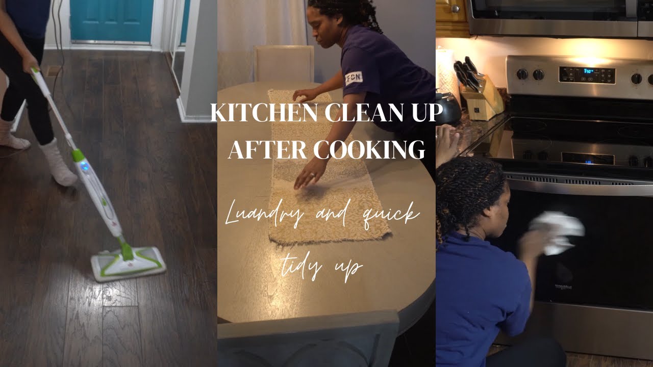 Kitchen Clean Up After Cooking | Laundry and Quick Tidy Up - YouTube