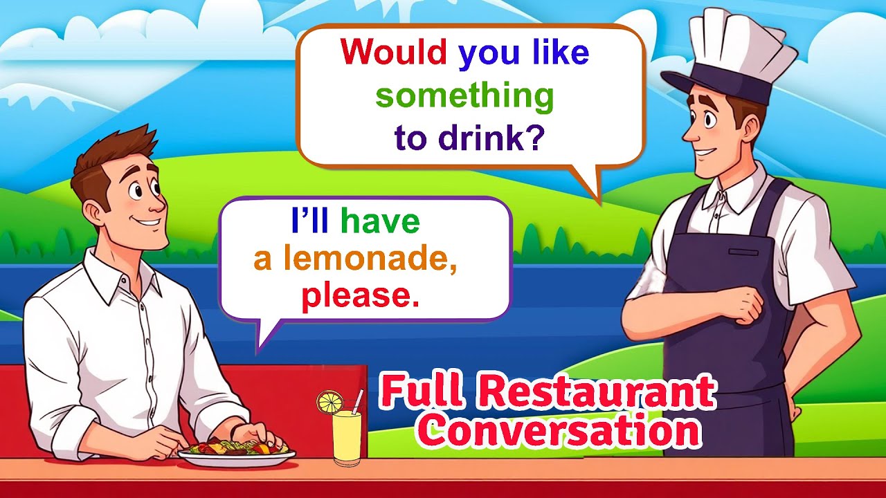 Ordering food in English | Full restaurant conversation practice ...