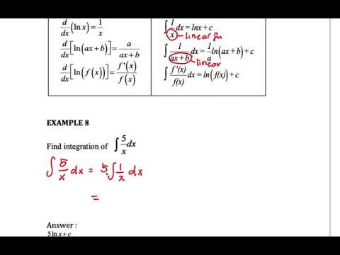 Integration of Logarithmic Function (Example 8) - YouTube