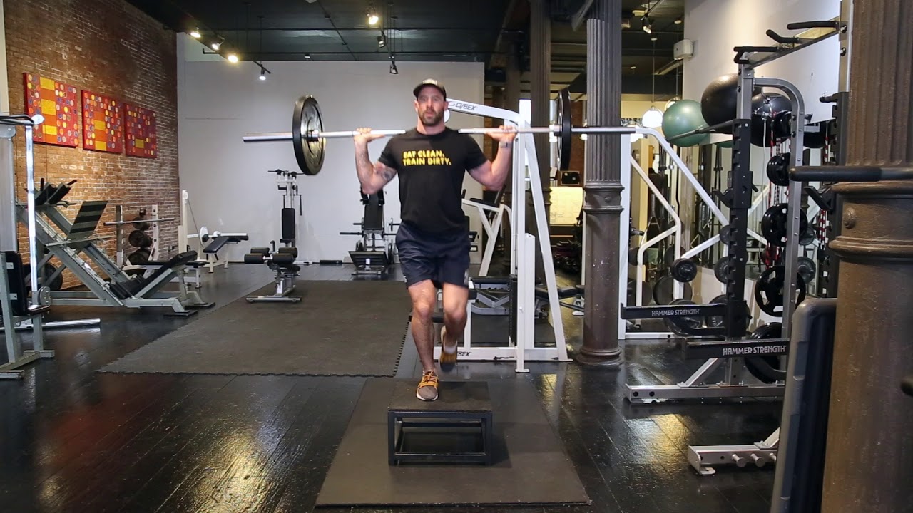 Barbell Step Up to High Knee Open & Close Gate - YouTube