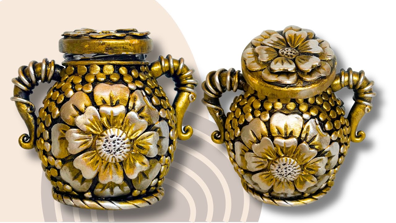 Beautiful Flower-Shaped Decorative Jar | DIY Antique Glass Jar 🌸 - YouTube