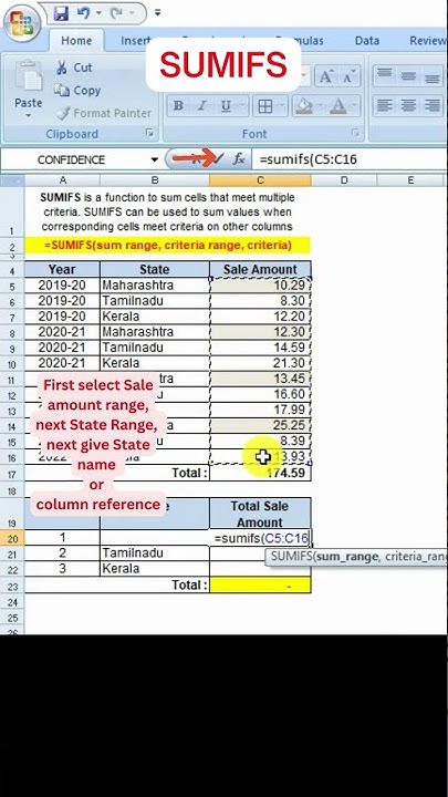 Sumifs function/Excel formulas/Tip ofthe day/Excel Tutorials - YouTube