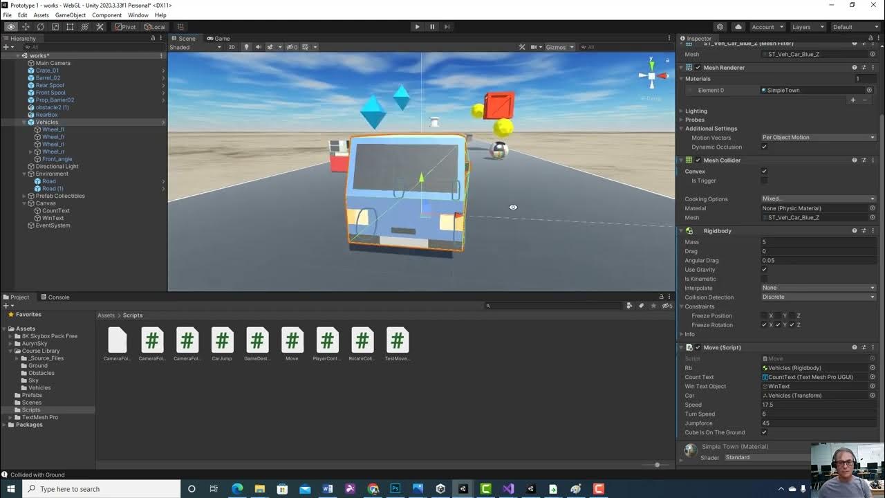 Unity Junior Programmer Car Game Lesson 7 collect - YouTube