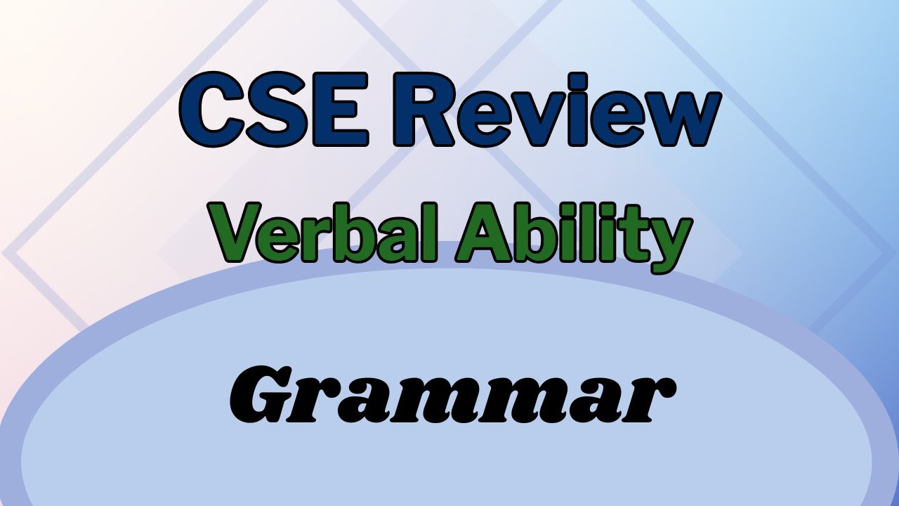 Civil Service Exam • Verbal Ability • Grammar - YouTube