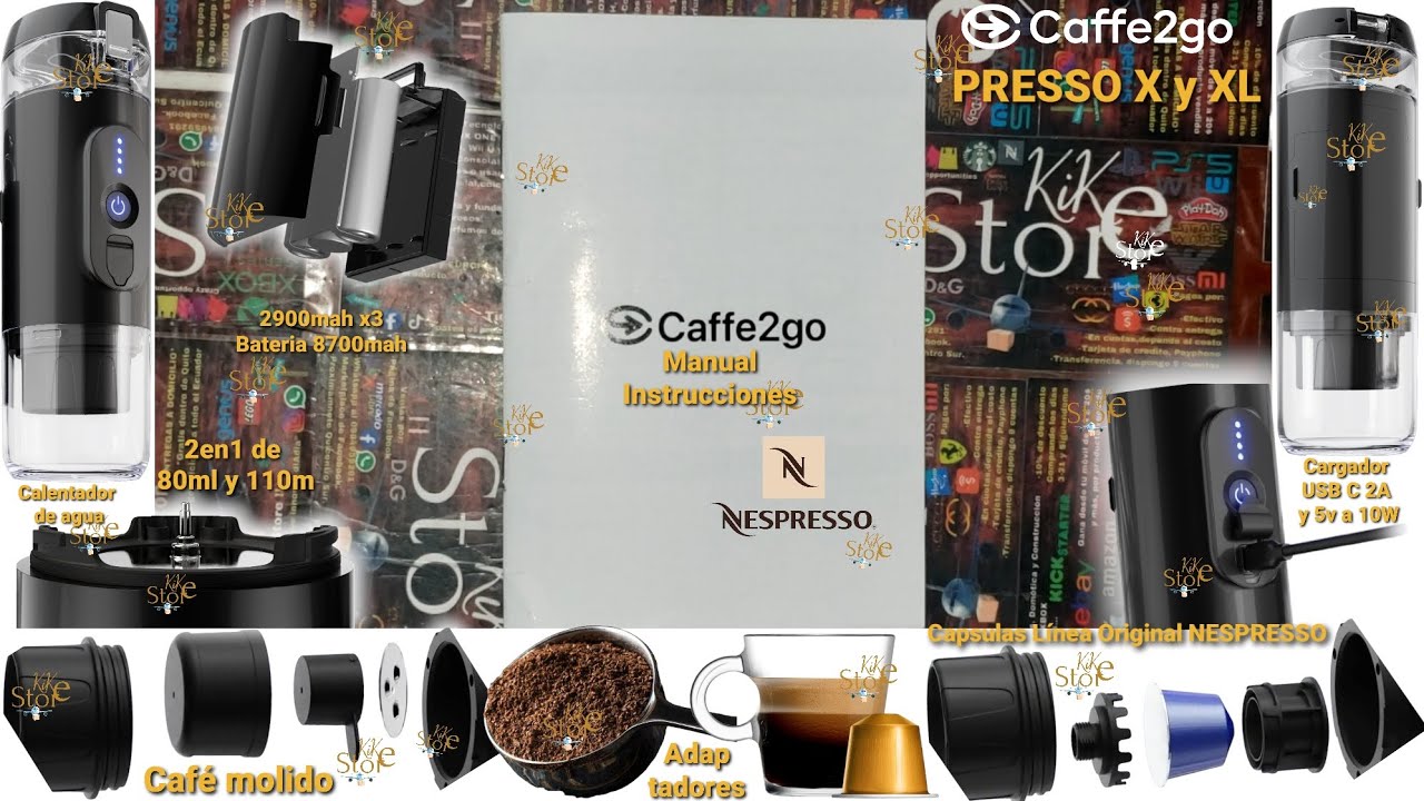 MANUAL #1 Cafetera Portátil Caffe2go PRESSO X XL Recargable ierve agua ...
