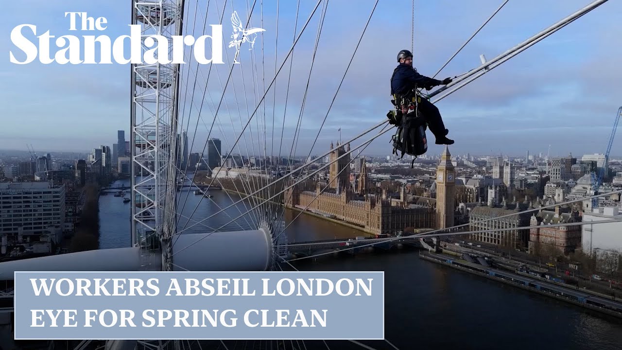Watch: Workers spring clean London Eye - YouTube