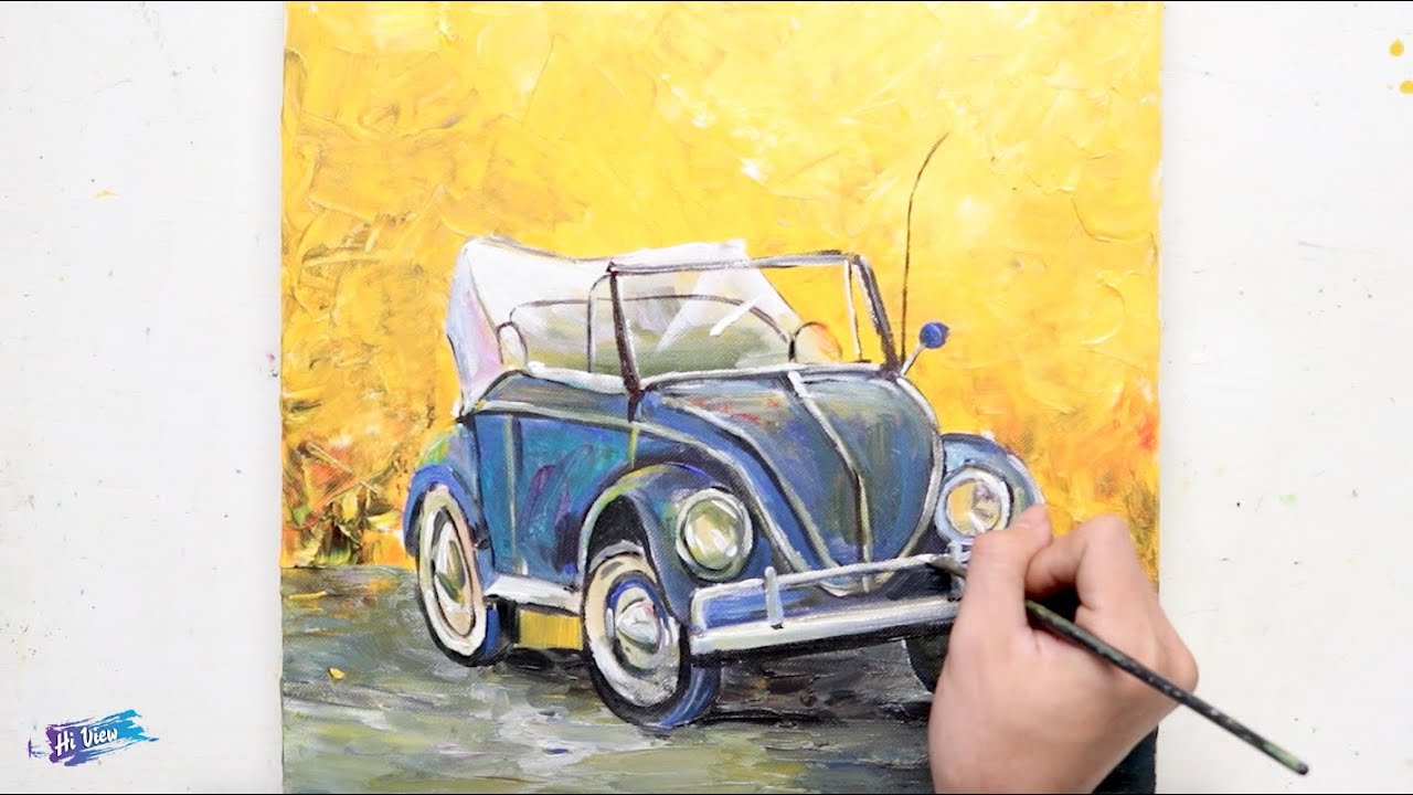 Acrylic Painting Tutorial | How to Draw a Car | Easy Cars Drawing | Hi ...