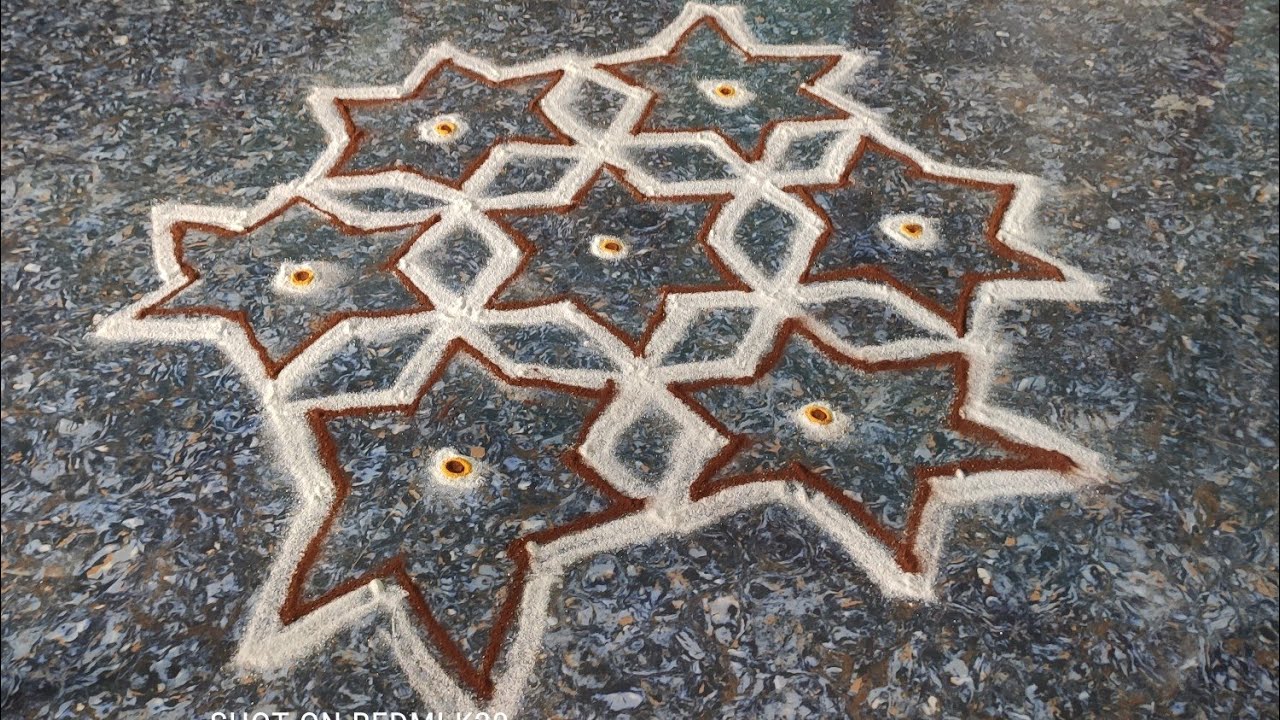 Beautiful Star rangoli & kolam designs with 9*5 dots🌸Easy muggulu ...