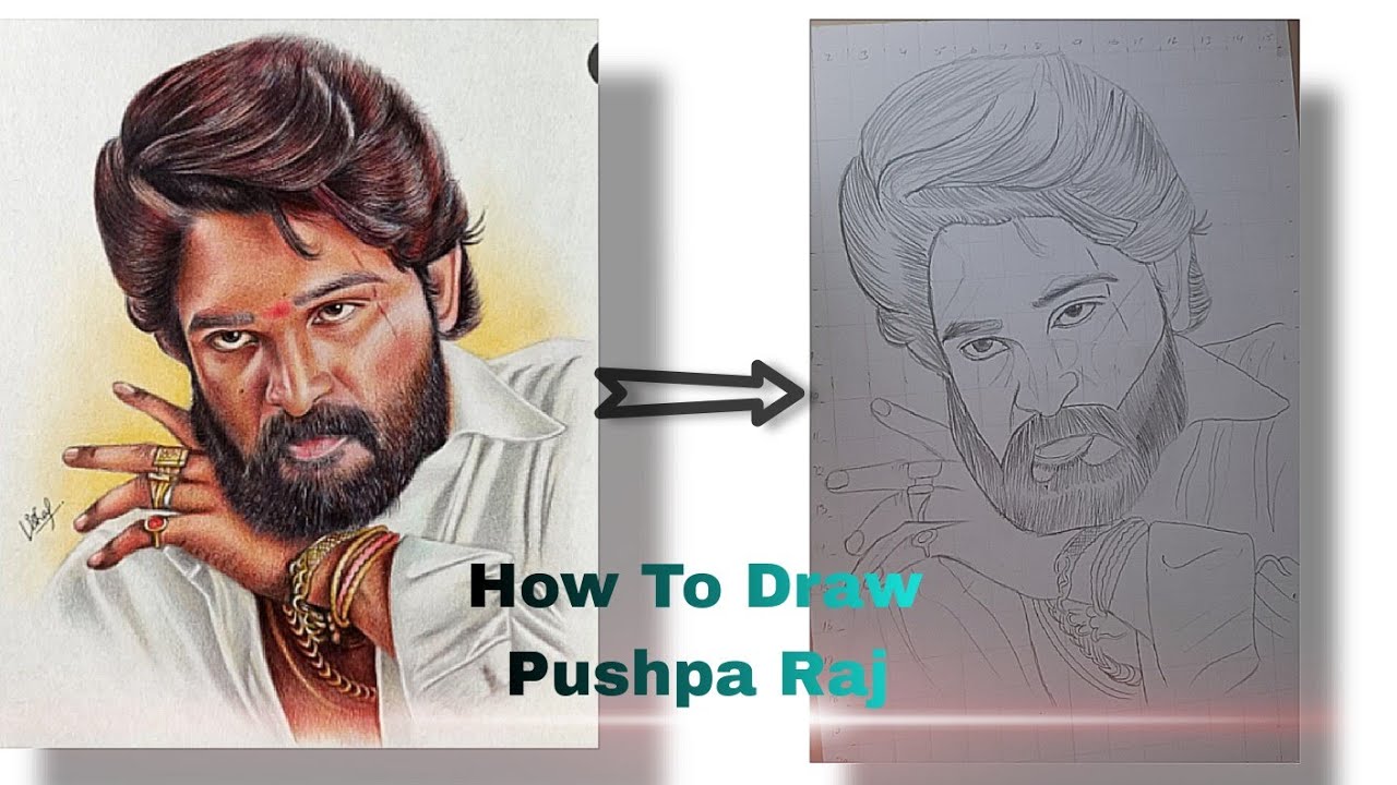 How To draw Allu Arjun [ Pushpa Raj ] 😲 Outline drawing #Long #viral # ...