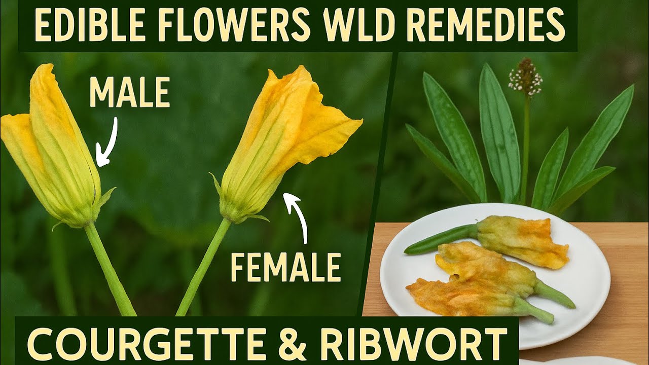 Identifying Male and Female Courgette Flowers + Ribwort Plant Uses ...