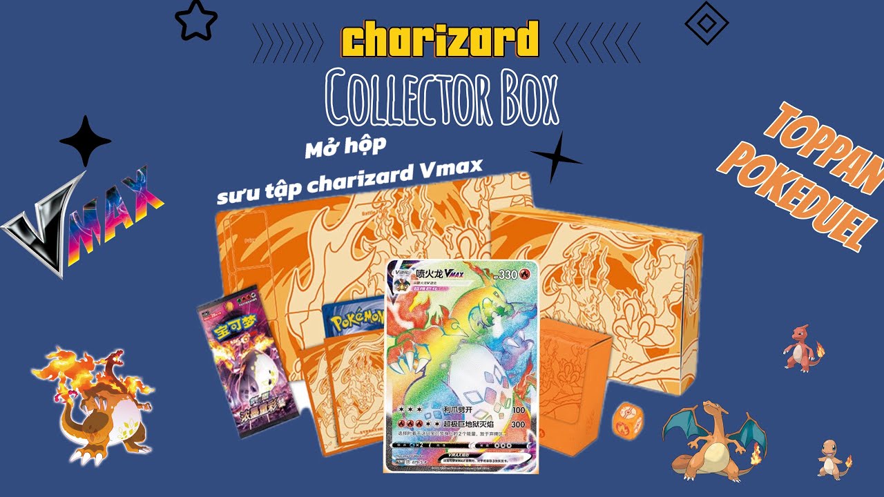 Mở hộp Pokemon Charizard Collector Box! Săn charizard Vmax - YouTube