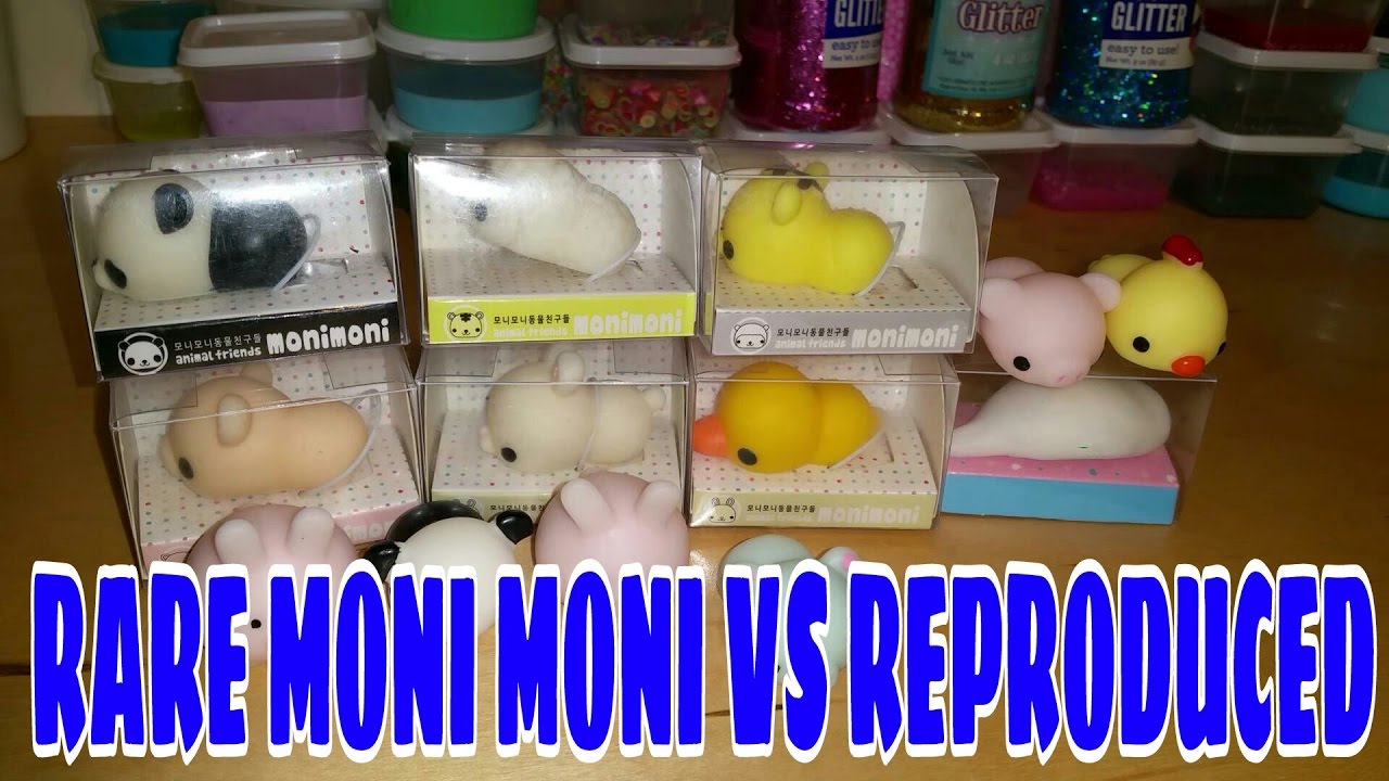 RARE MONI MONI SQUISHY TOY VS REPRODUCED STRETCH TOYS - YouTube