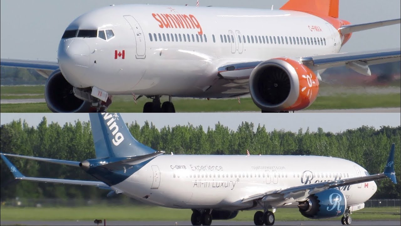 Both (2) Sunwing Boeing 737-8 MAX (B38M) departing Montreal (YUL/CYUL ...