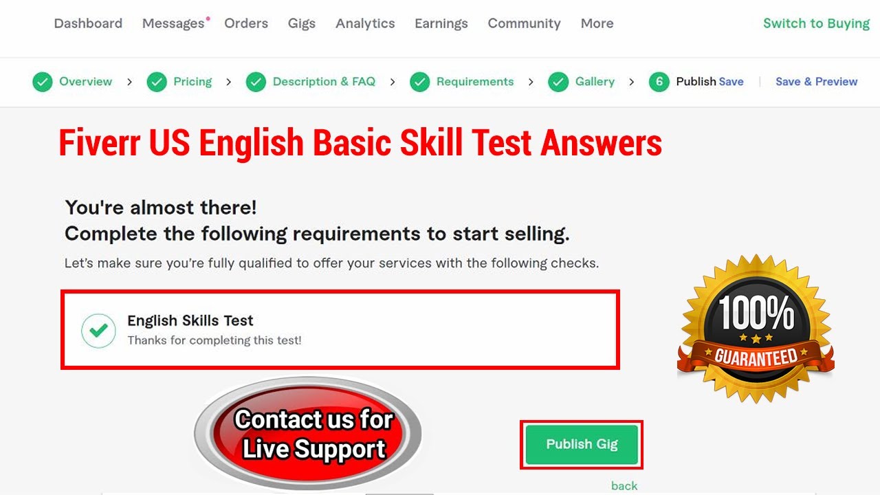 Fiverr U.S English Basic Skills Test Answers 2022 II Fiverr Gig Publish ...