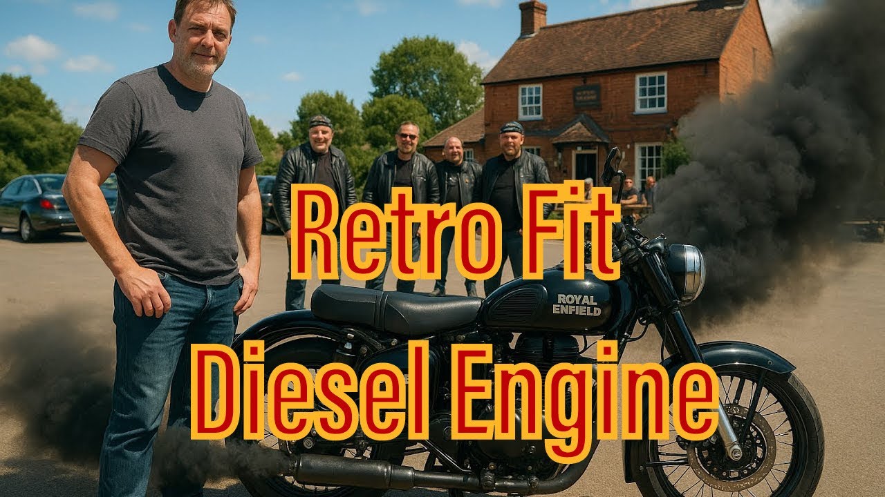 Fantastic retro fitted diesel engine in a Royal Enfield motorcycle ...