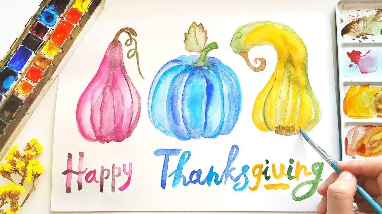 DIY Thanksgiving Day Illustration for Fall Room Decor - Watercolor ...
