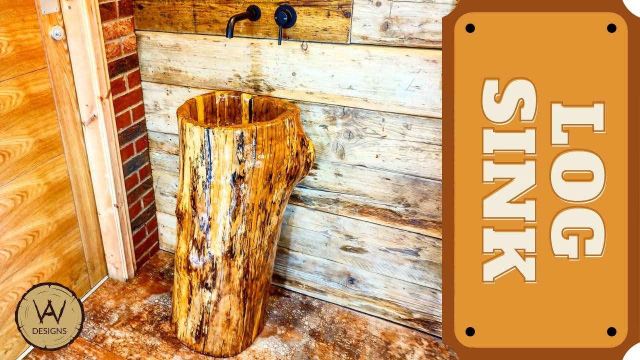 How to make log wash basin | woodworking - YouTube