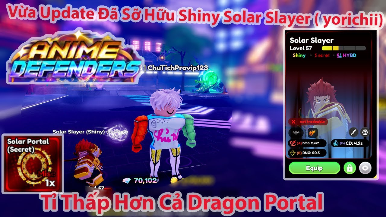 ANIME DEFENDERS - Vừa Update Đã Sỡ Hữu Ngay Shiny Solar Slayer ...