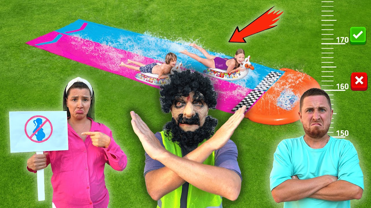 The evil guard did not let them on the water slide 😭 - YouTube