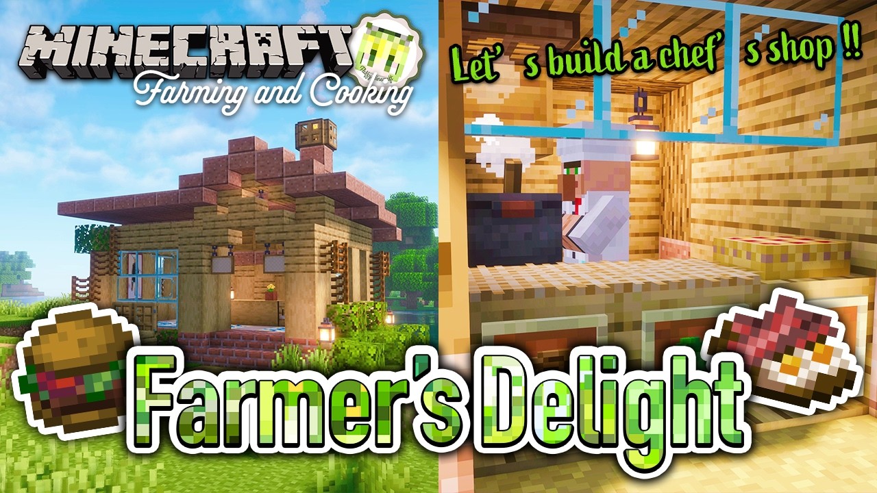 Minecraft Farmer's Delight | Building a chef's shop | no commentary | 1 ...