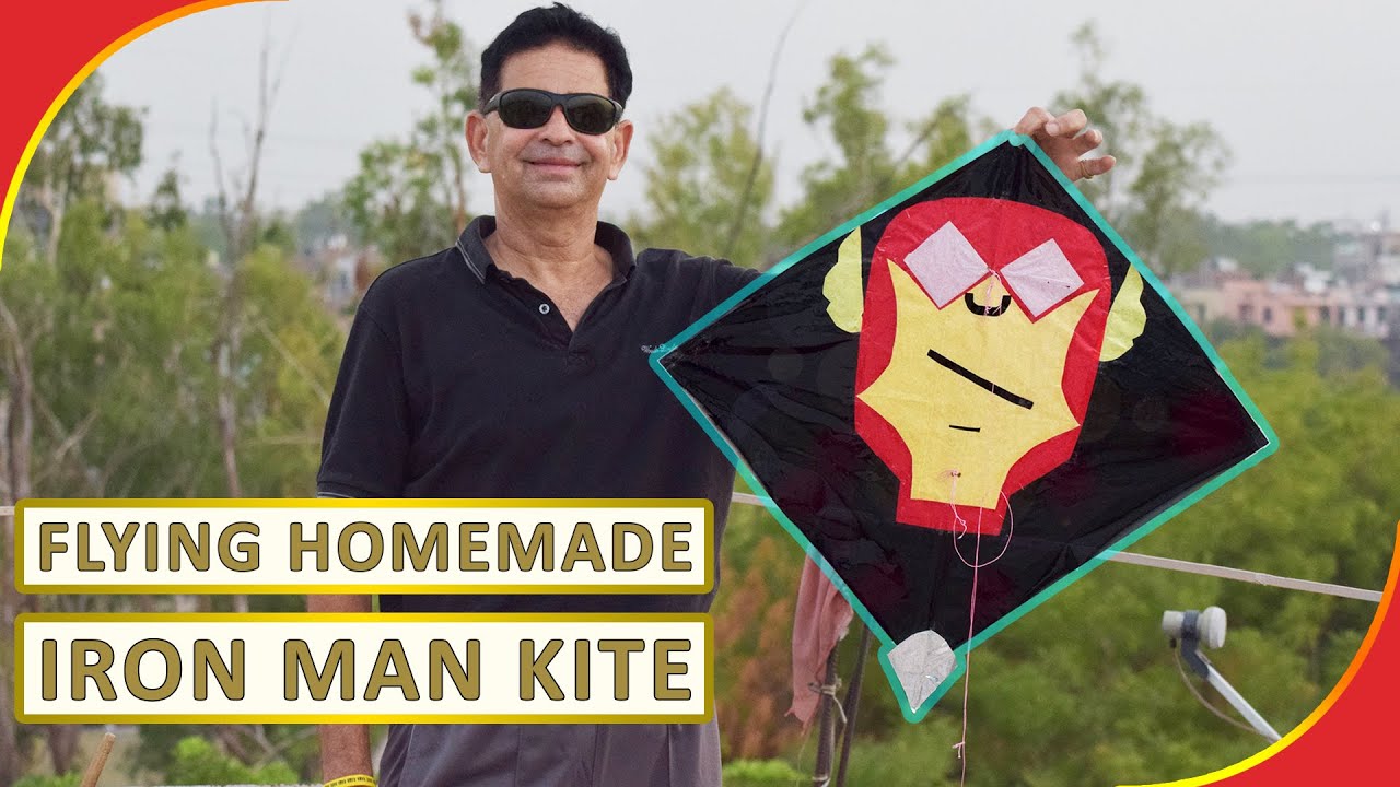 FLYING HOME MADE IRON MAN KITE | KITE FLYING | SUPERHERO KITE - YouTube