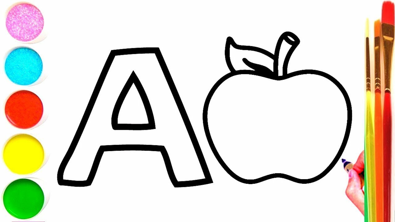 Bolalar uchun olma rasm chizish | Drawing Apple for kids and children ...