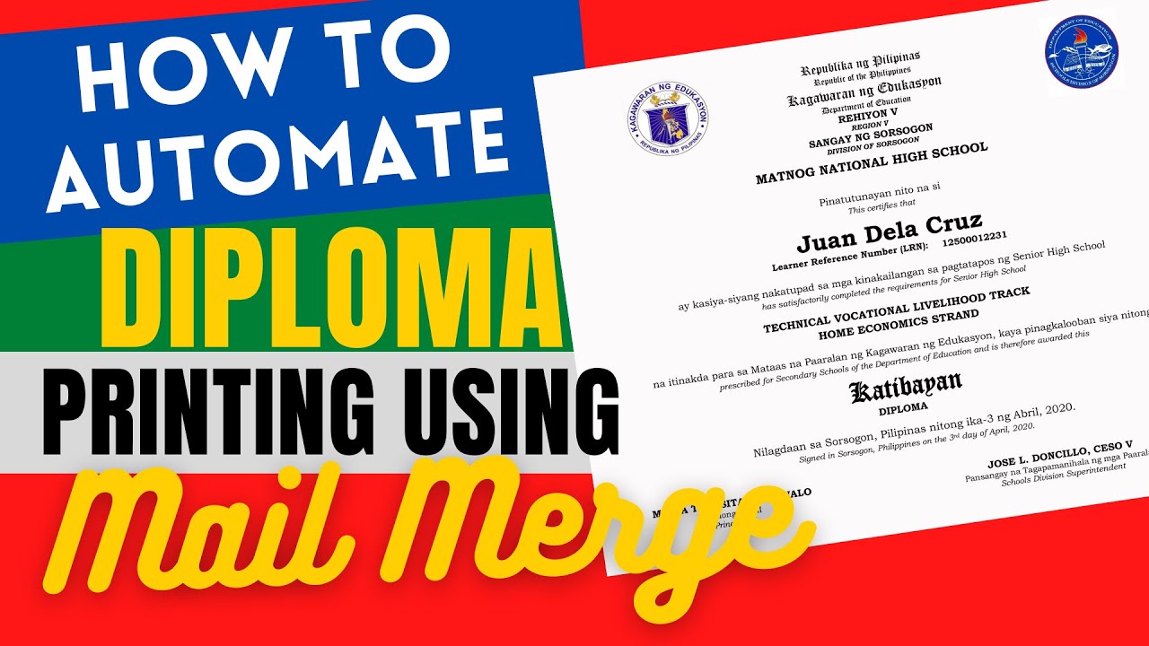 How to AUTOMATE DIPLOMA printing using MAIL MERGE - YouTube
