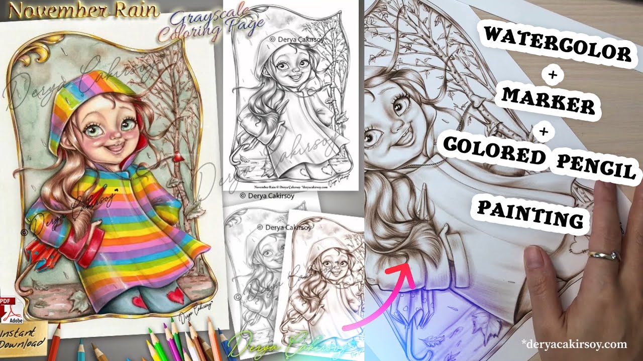 November Rain Illustration Watercolor, Marker, Colored Pencil ...