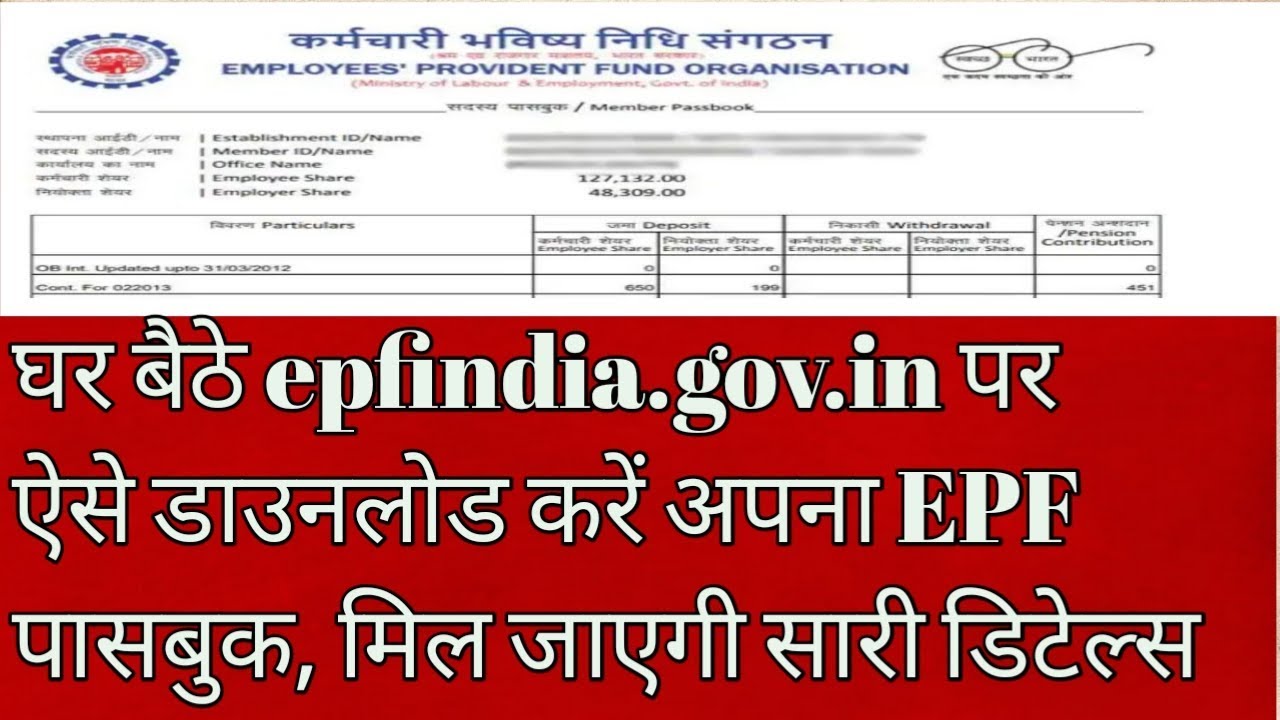 [Hindi]How to Access EFP (Employees' Provident Fund ) Passbook - YouTube