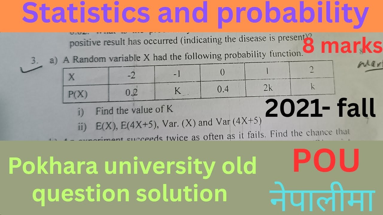 Statistics and probability# old question । Probability mass function ...