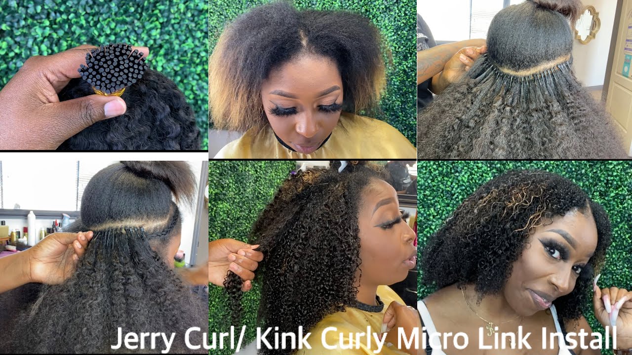 Beautiful bouncy Jerry Curl/ Kinky curly Micro Link Install | Ft. CURLS ...