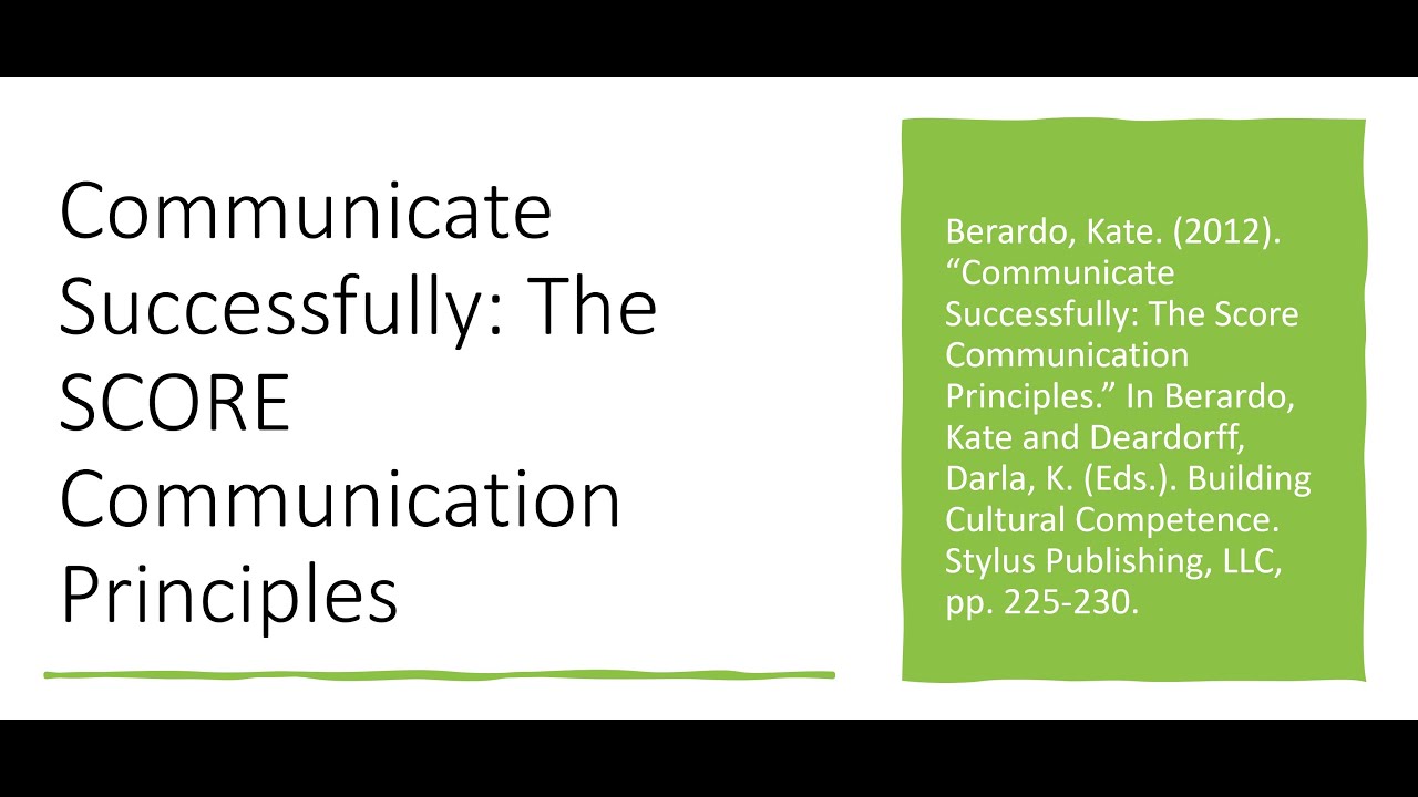 The SCORE Communication Principles - YouTube