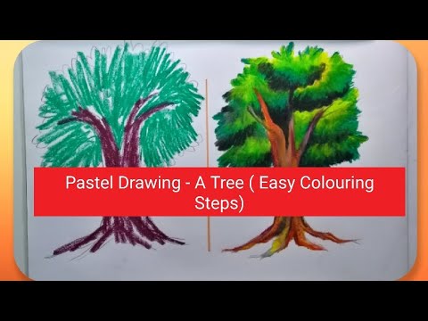 How to Draw a tree and colour | Pastel Drawing | Tree Drawing | Don't ...