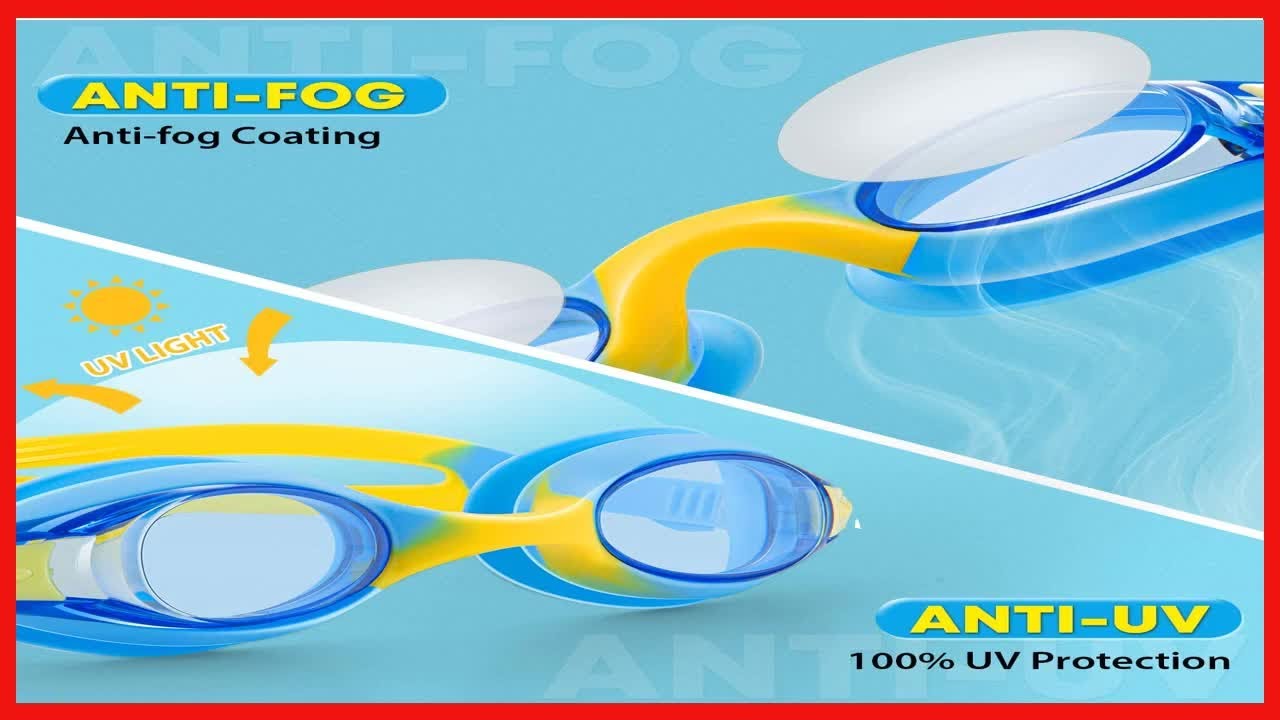 Portzon Unisex-Child Swim Goggles, Anti Fog No Leaking Clear Vision ...