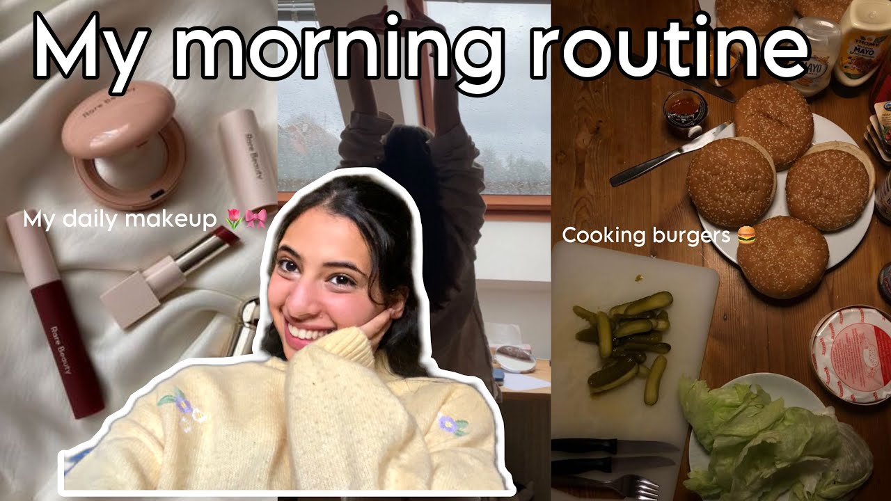 My morning routine😴||(grwm🎀 ,cooking👩🏻‍🍳🍔,study ) - YouTube