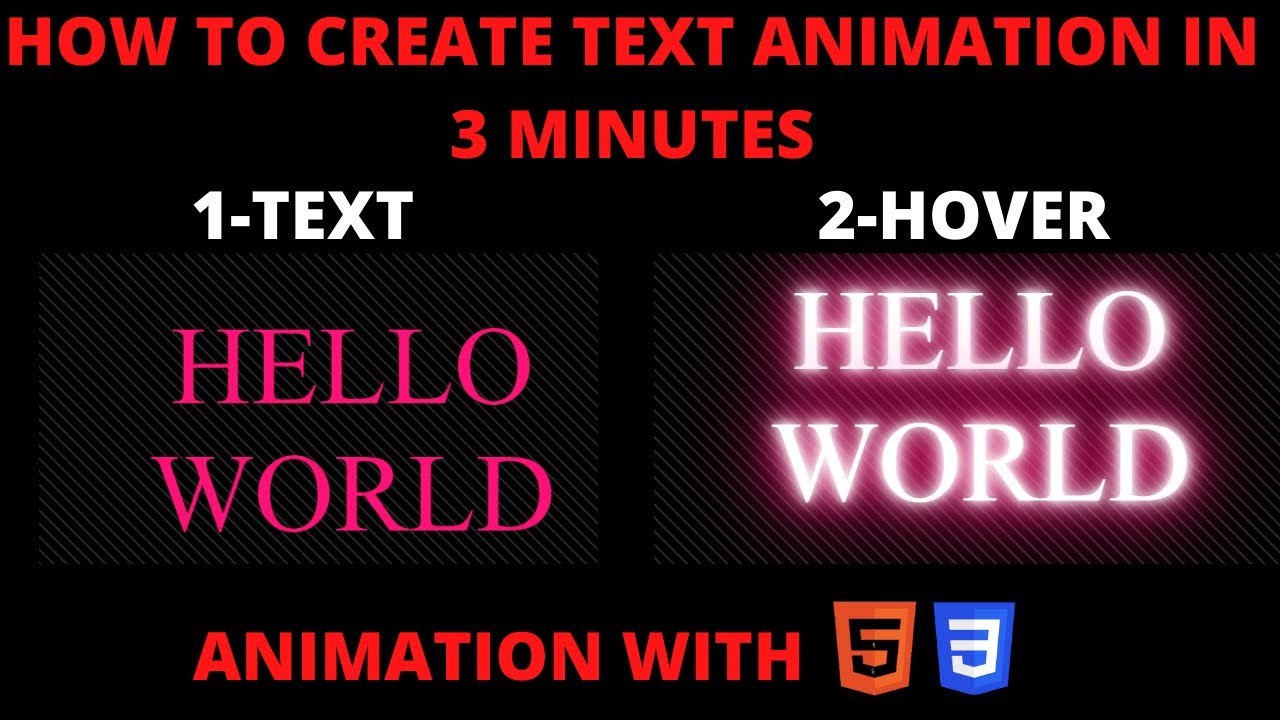 HELLO WORLD ANIMATION TEXT IN 4 MINUTES - YouTube