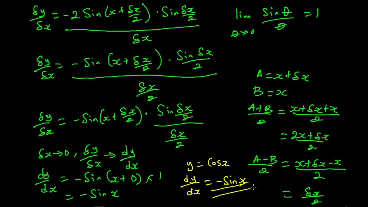 Derivative of Cos(x) using the First Principle - ALTERNATIVE APPROACH ...