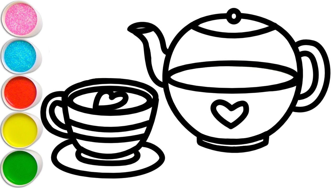 How to draw a teapot and a cup of tea for kids/Cómo dibujar una Tetera ...