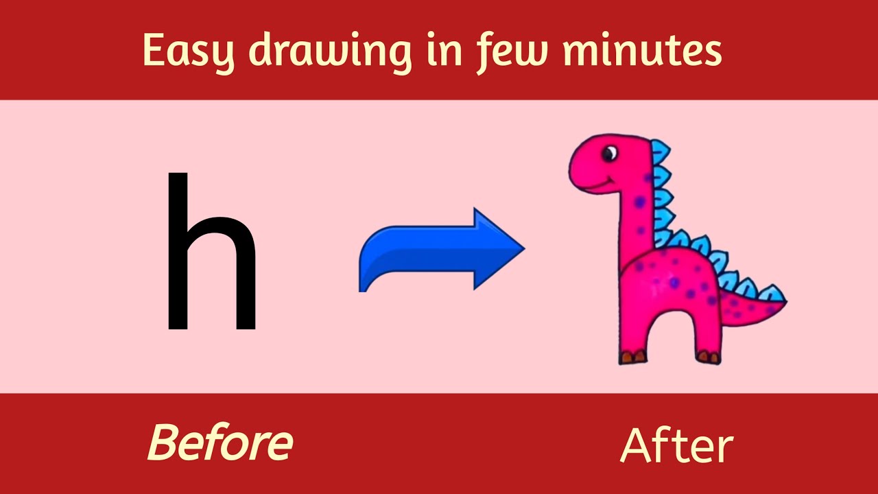 How to Turn h into Giraffe | Learn to Draw Giraffe Using Letter - h ...