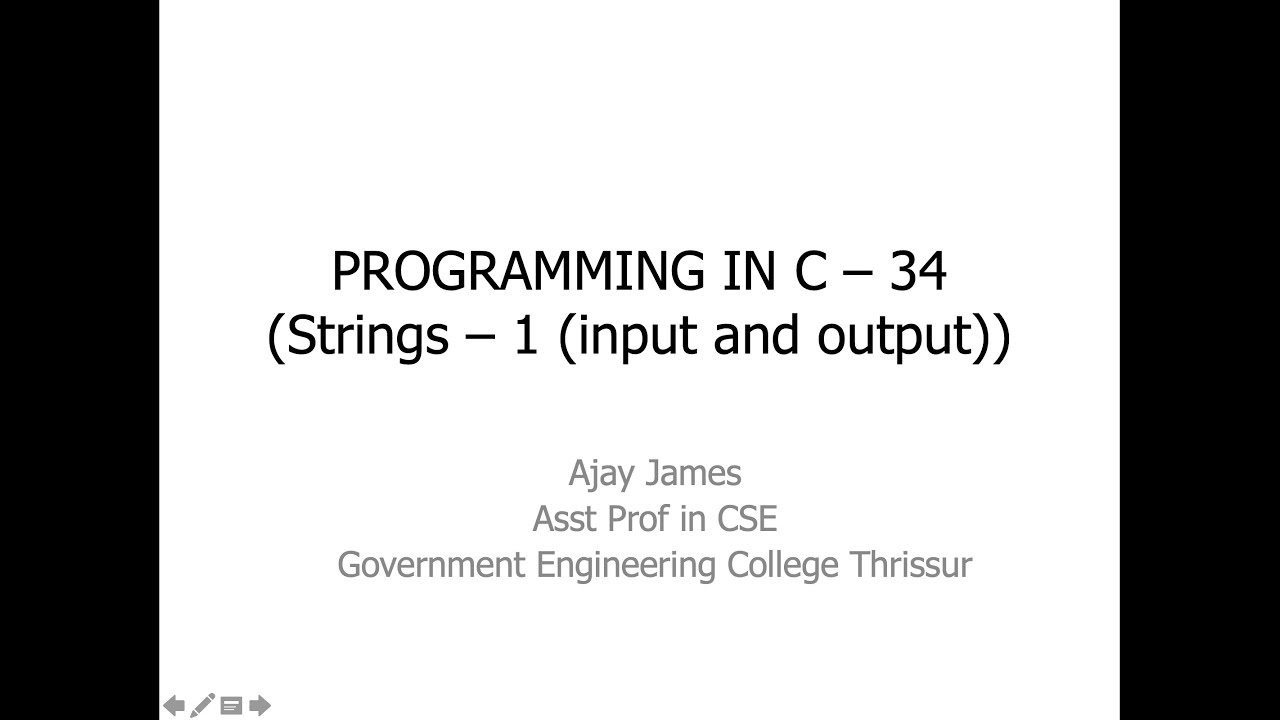PROGRAMMING IN C – 34 (Strings – 1 (input and output)) - YouTube