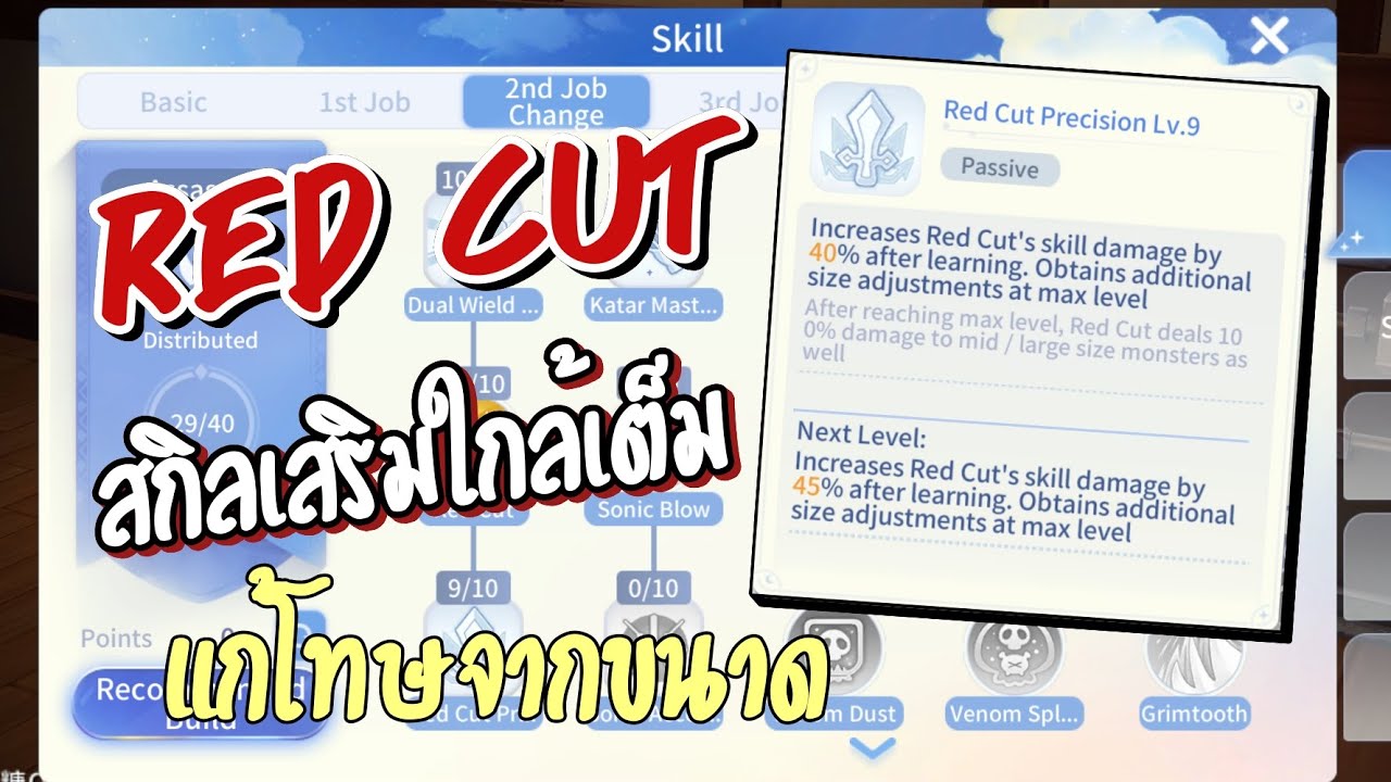 【Ragnarok Origin】Red Cut สกิลเสริมใกล้เต็ม แก้โทษจากขนาด!! - YouTube