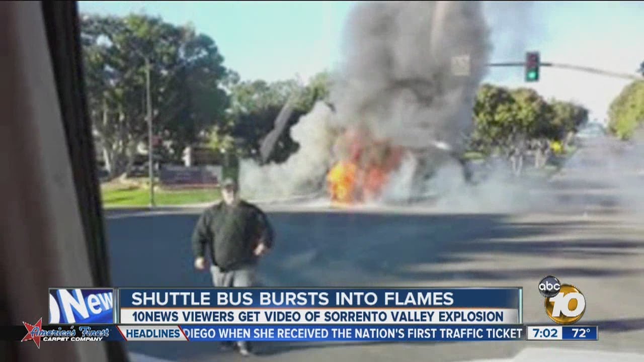 Witness describes shuttle bus fire, explosion - YouTube