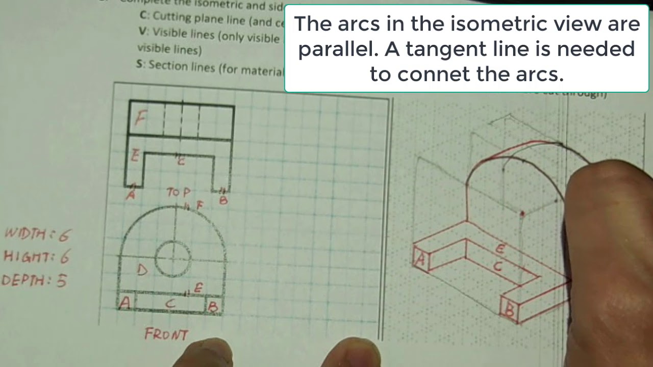 Free hand sketching of full section view - YouTube