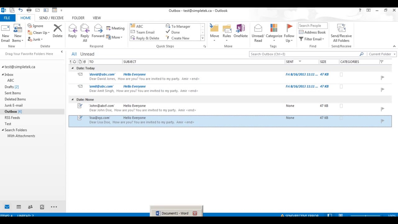 Microsoft Word Mail Merge Email Messages (Word 2013/2016) - YouTube