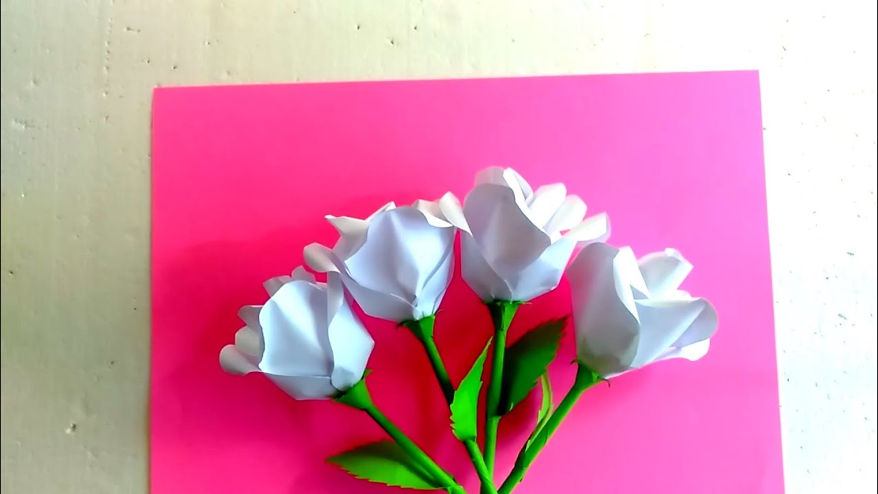 Easy crafts/How to make beautiful white Rose paper flowers step by step ...