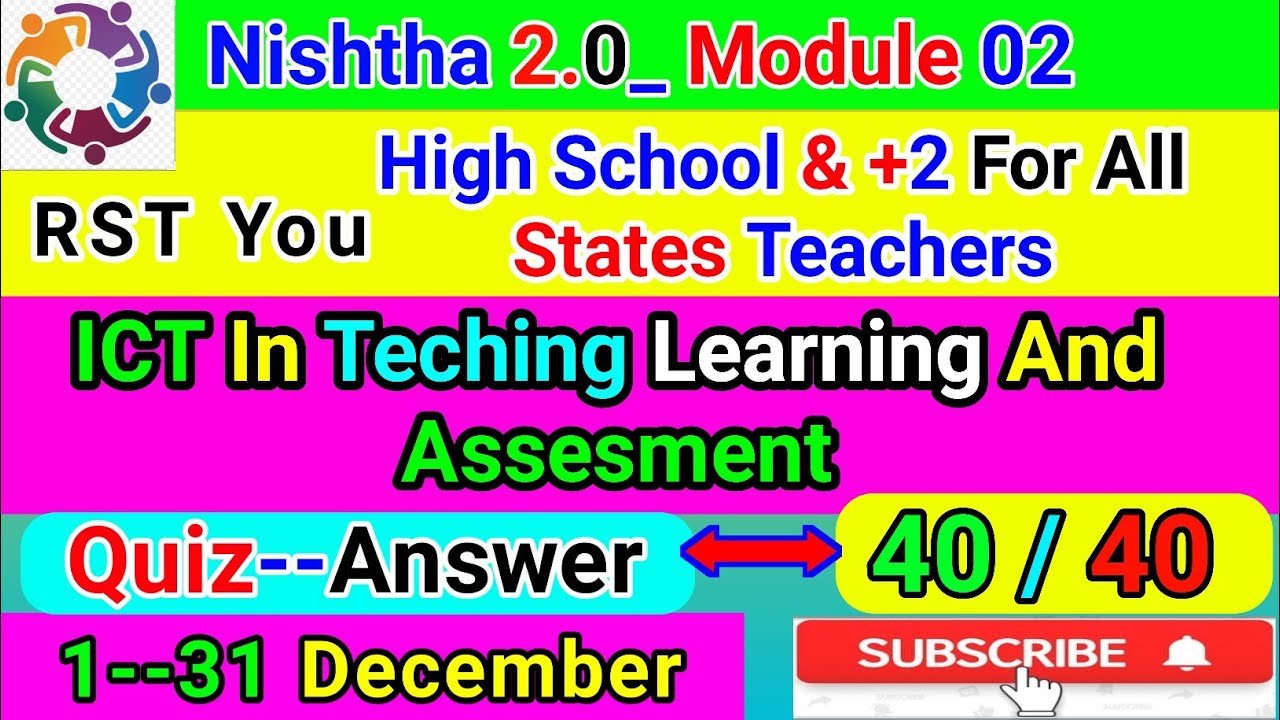 Ict In Teaching Learning And Assesment Answer | Nishtha Module 02 Quiz Answer In English# ...