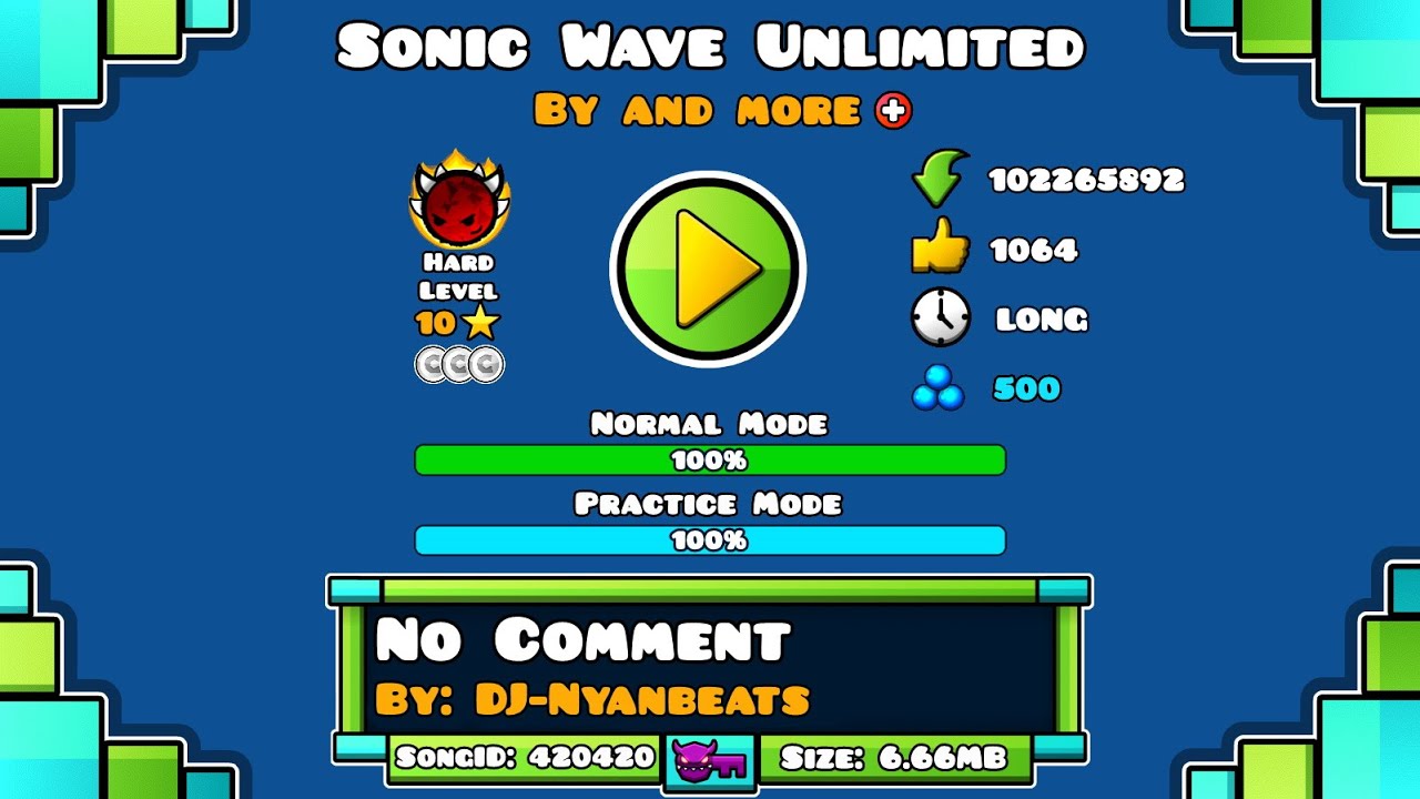 Geometry Dash - Sonic Wave Unlimited by zNotNinja - YouTube
